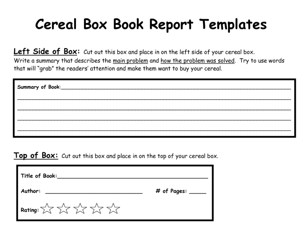 Printable Cereal Box Book Report Template Free – Printable Templates Free