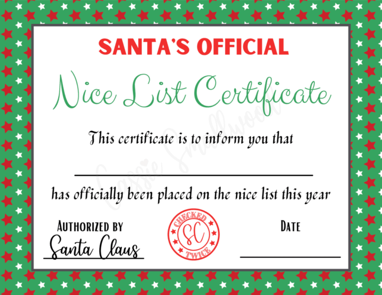 Free Printable Santa Certificate Template - Printable Templates Free