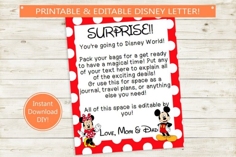 Free Printable Disney Surprise Letter Template - Printable Templates Free