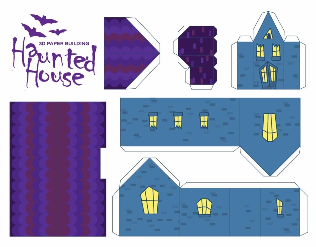 Printable 3d Haunted House Template – Printable Templates Free