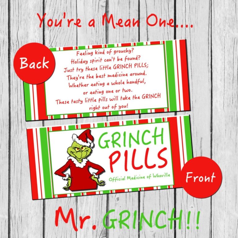 Free Printable Grinch Pills Template - Printable Templates Free